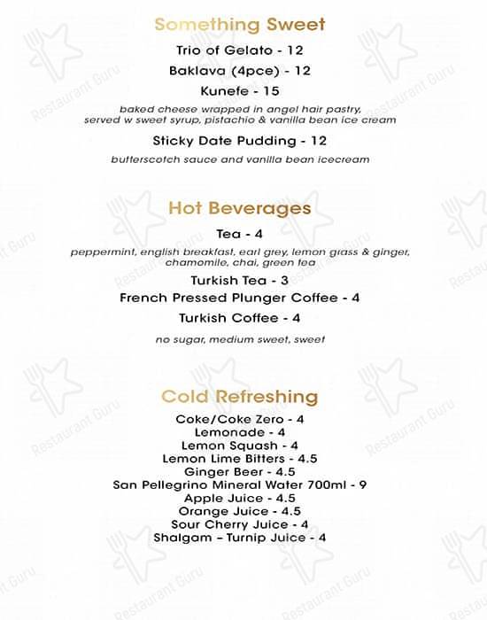 Menu at Bodrum Essendon restaurant, Essendon, 51 Fletcher St