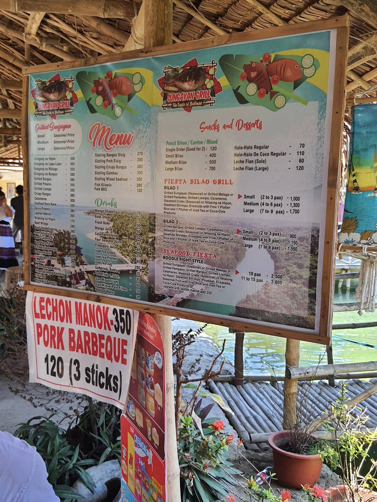 Menu at Sungayan Grill restaurant, Bolinao, 9V34+Q2W