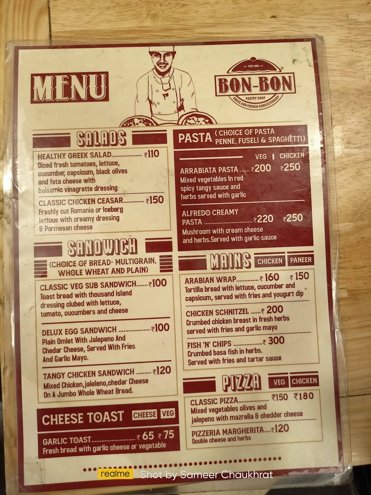 Menu at Bon Bon Pastry Shop, Noida, Durga Market