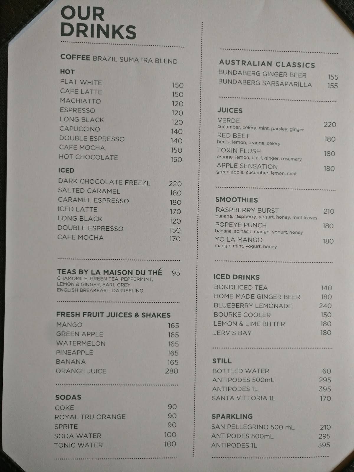 Menu at Bondi & Bourke steakhouse, Makati, Cattleya Condominium