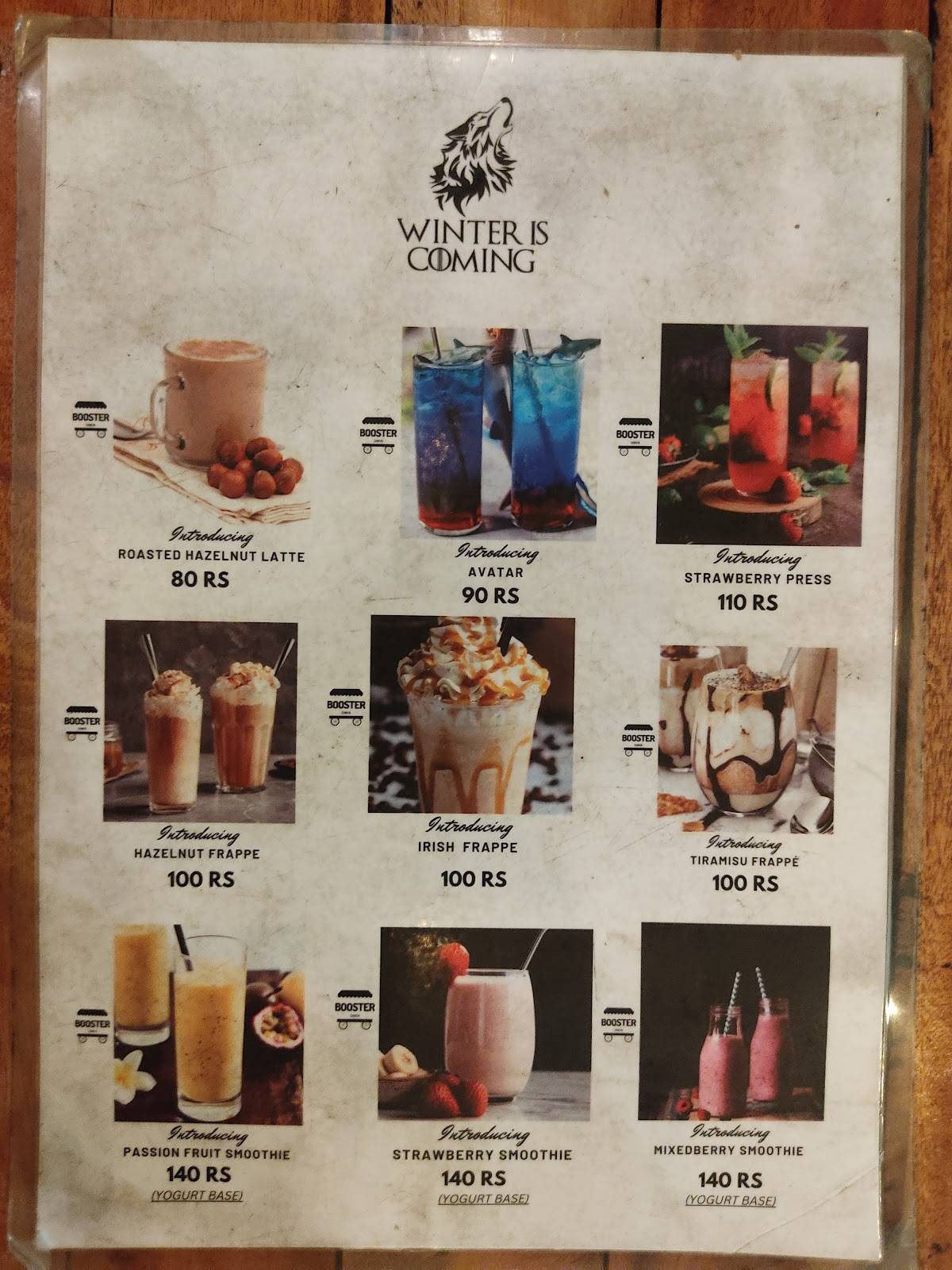 Menu at Booster Chaya Kottayam, Kottayam