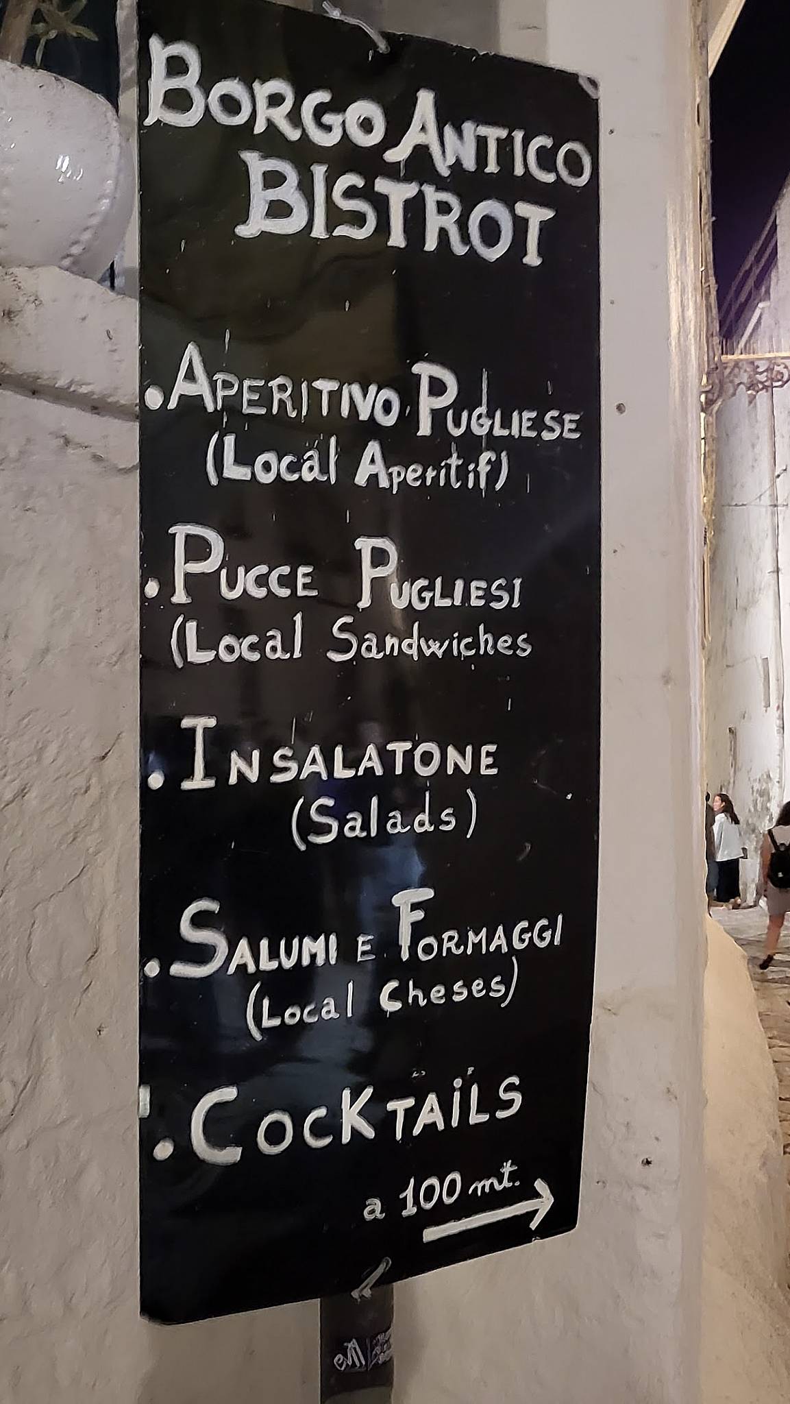Menu at Borgo Antico Bistrot restaurant, Ostuni