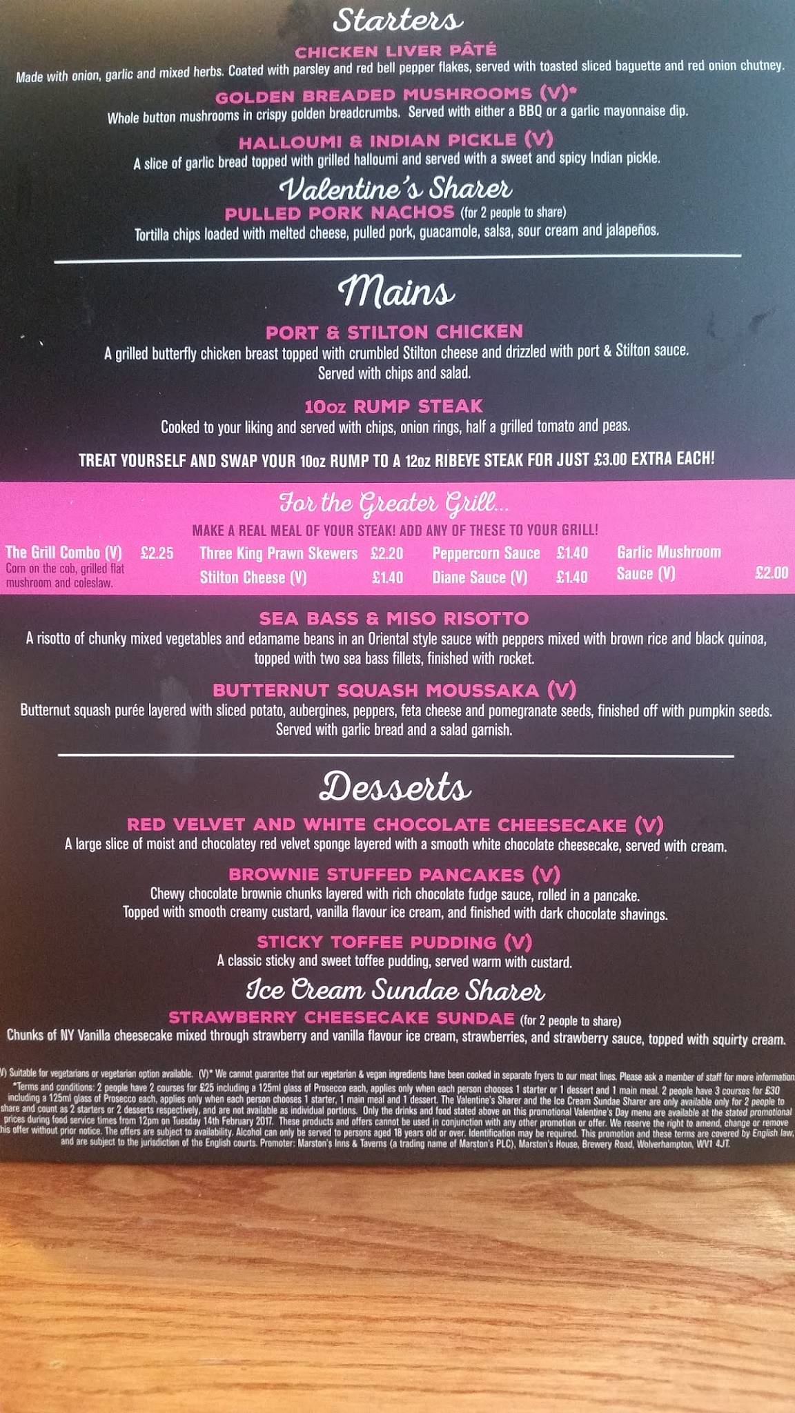 Menu at Sugar Mill restaurant, Bourne