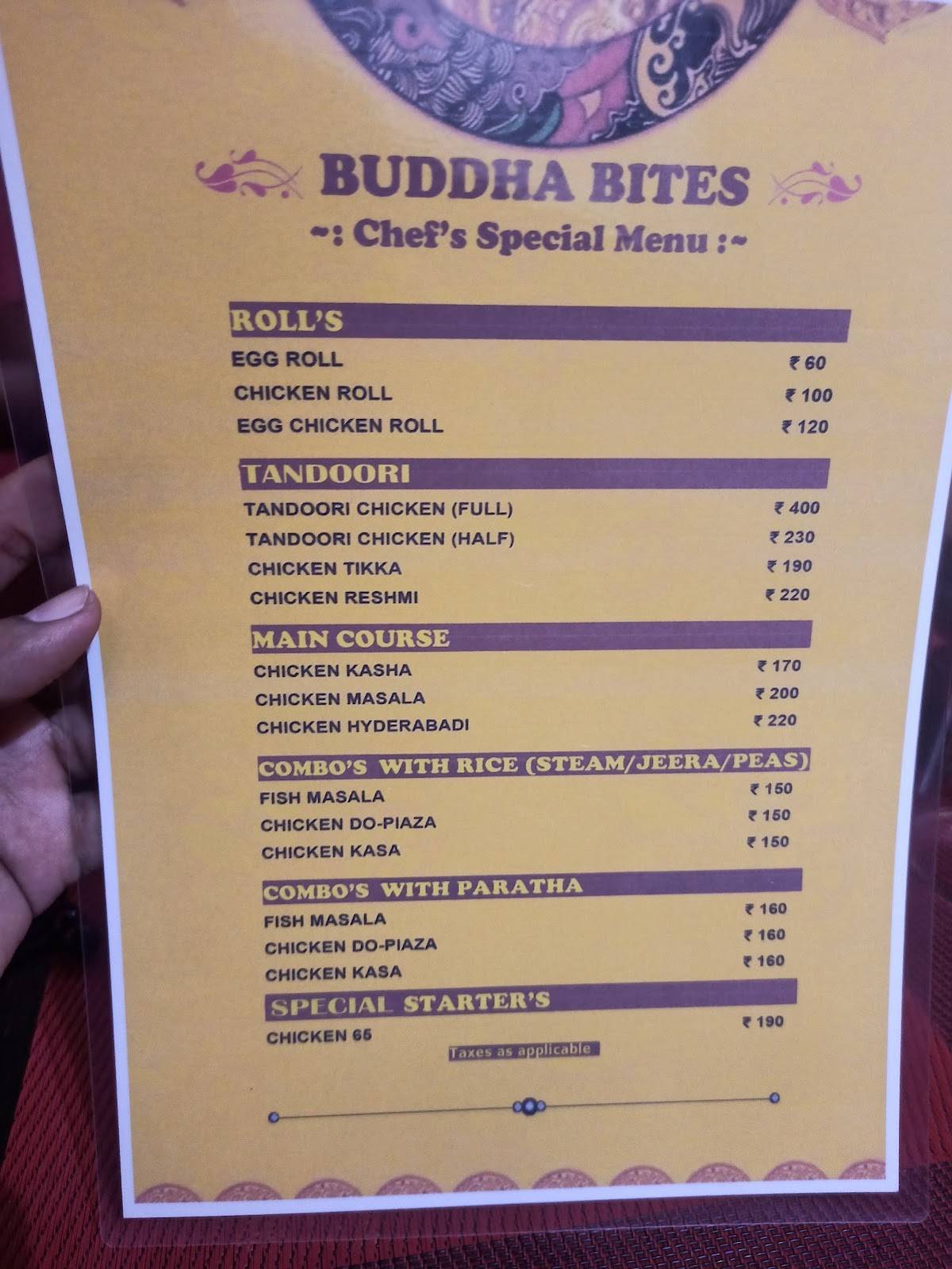 Menu at Budhdha bites, Tarkeshwar