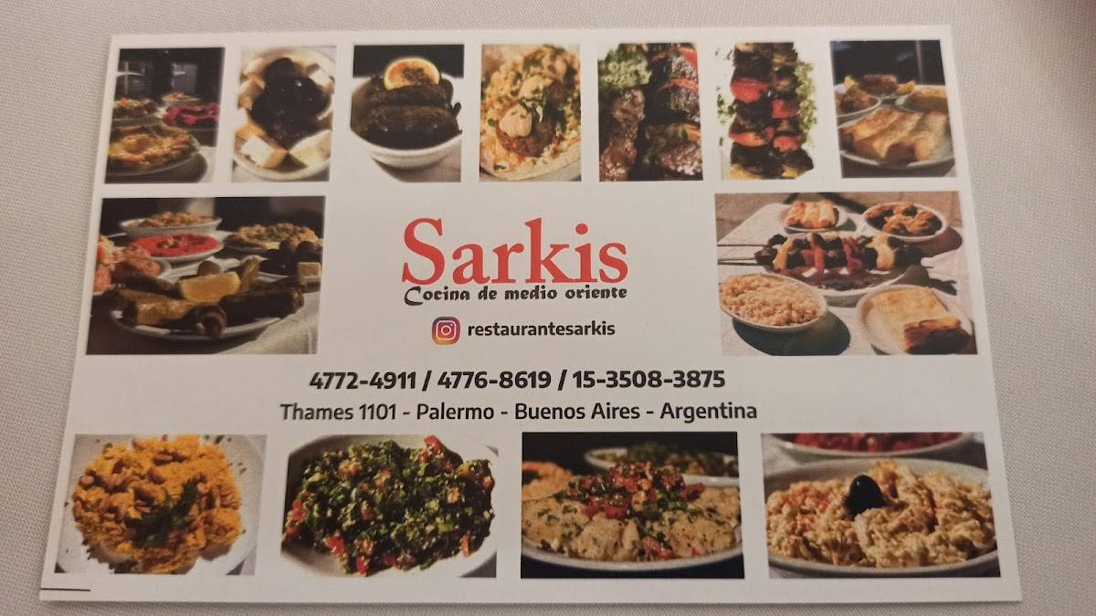 Carta del restaurante Sarkis, Buenos Aires