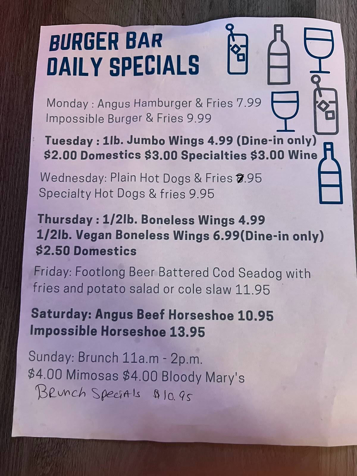 Menu at Burger Bar, Wood River