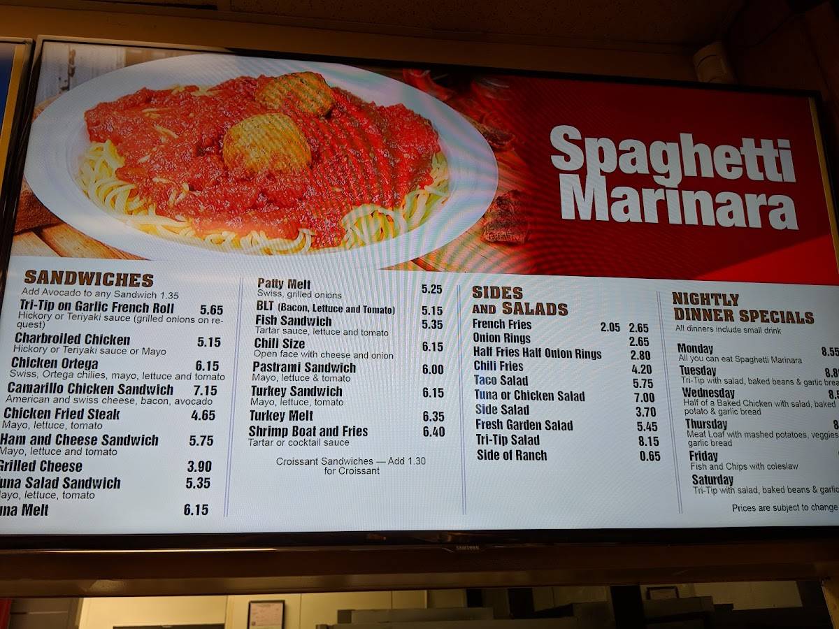 Menu at Burger Barn, Camarillo
