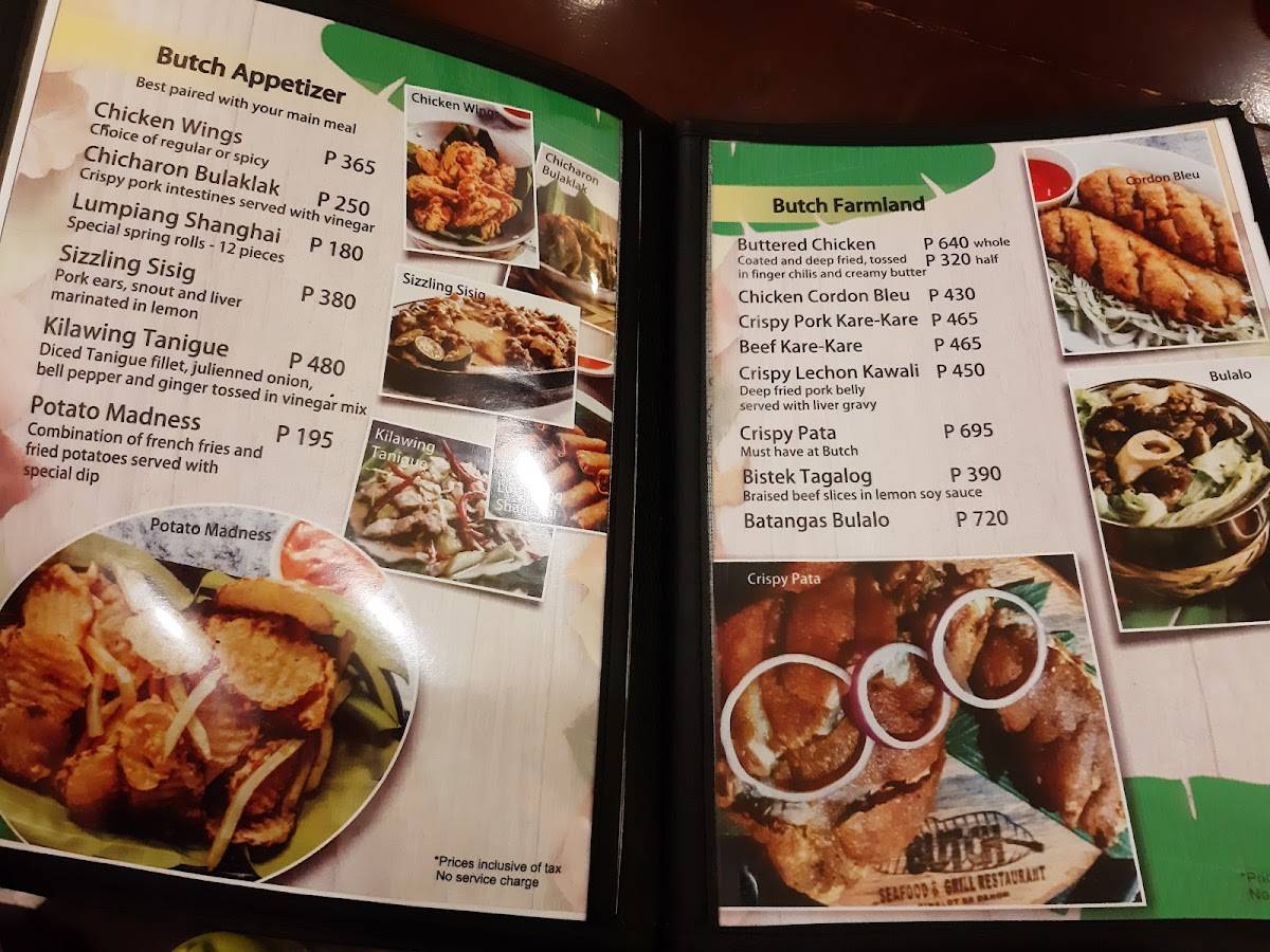 Menu at Butch Seafood & Grill Restaurant, Lipa