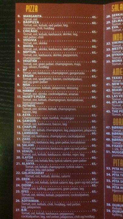 Menu at Byens Kylling & Pizza Ry restaurant, Ry