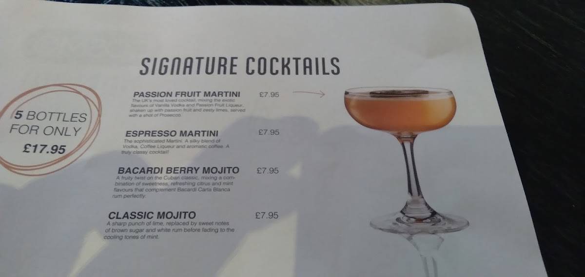 Menu at COSMO restaurant, Reading