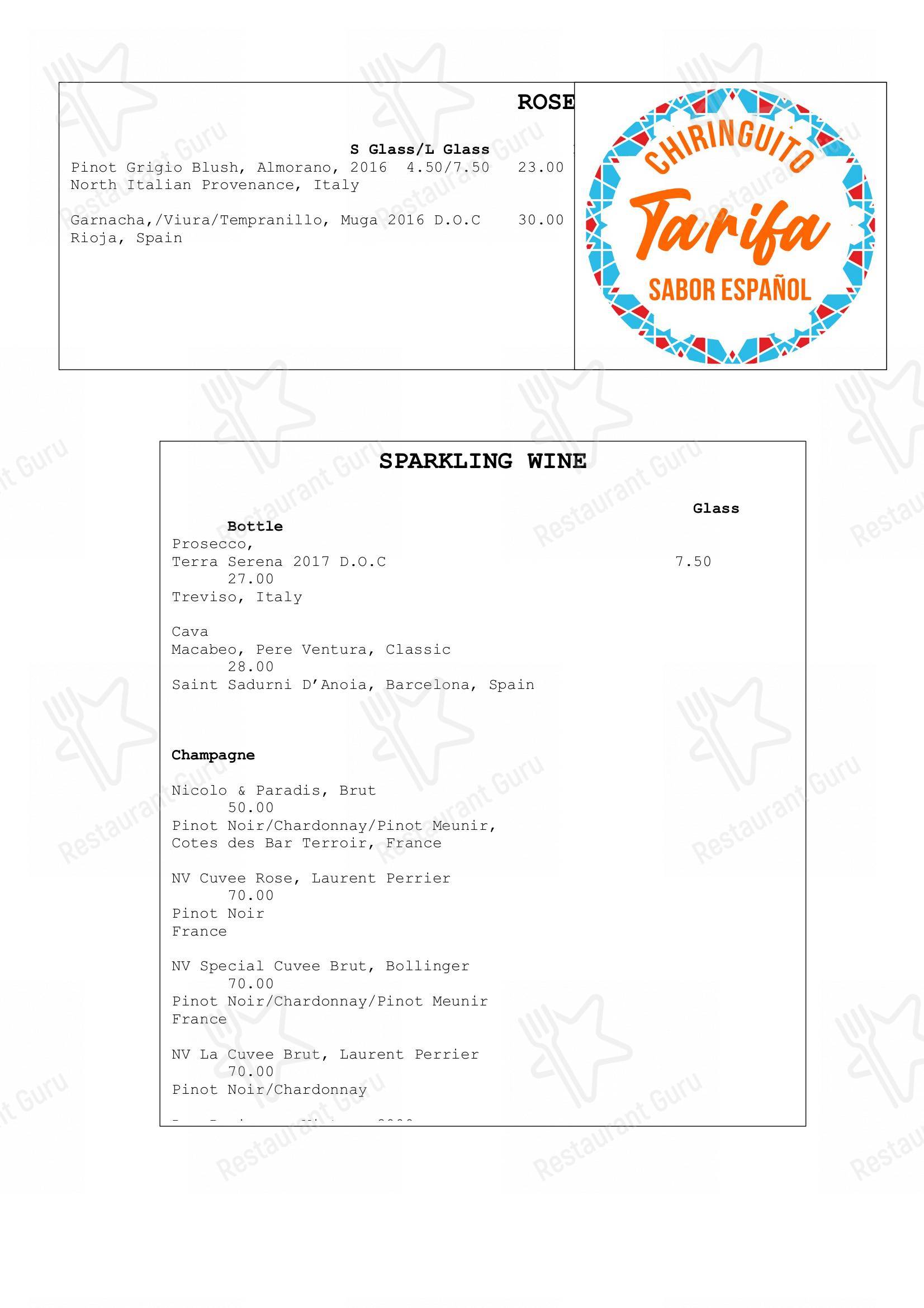 Menu at Cadiz Tapas Restaurant & Cocktail Bar, Dartford