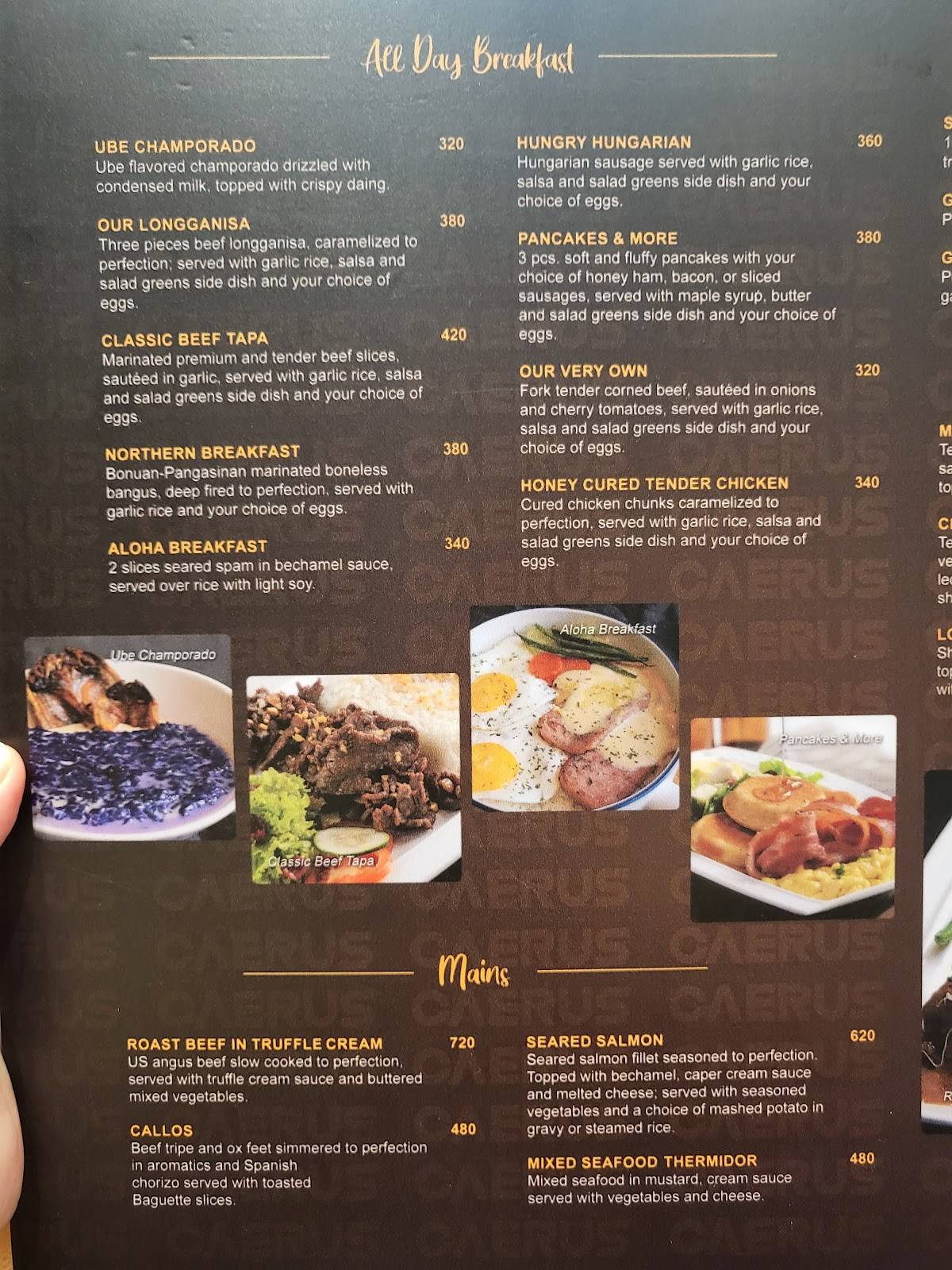 Menu at Caerus Specialty Coffee + Bistro Podium, Mandaluyong
