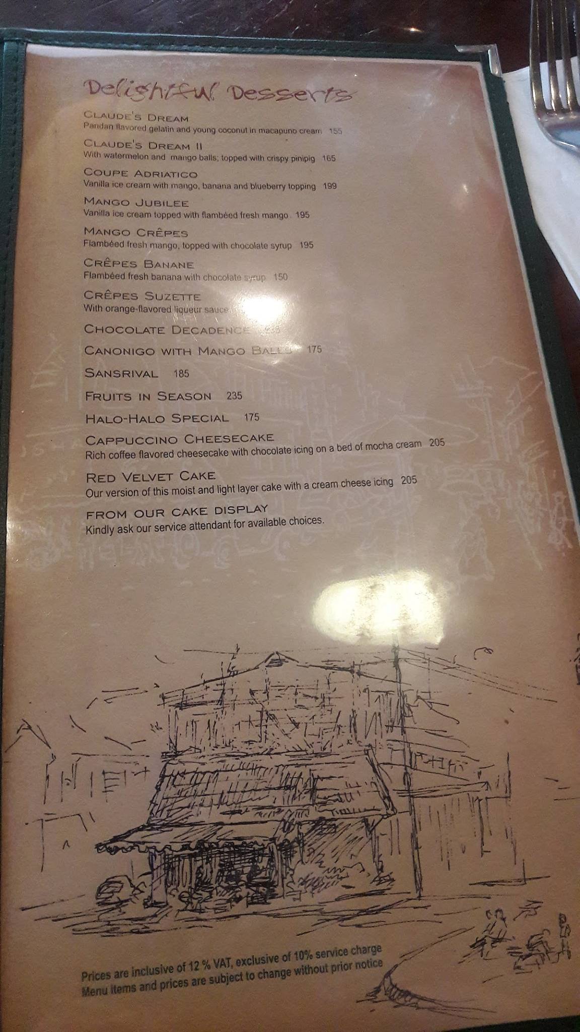 Menu at Cafe Adriatico, Manila, M. Adriatico St