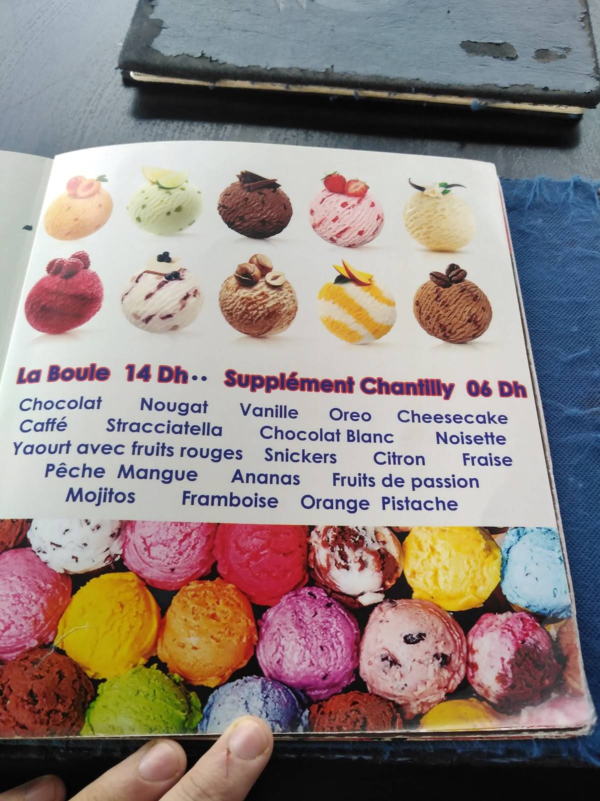 Menu au Aiman Jet Park café, Al Hoceima