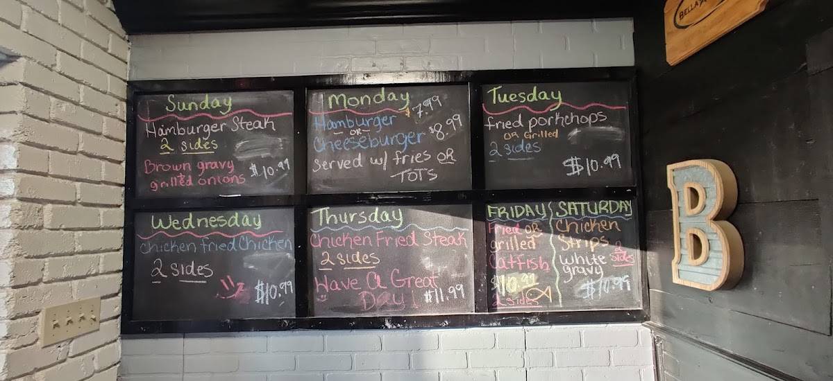 Menu at Bella Blue Cafe, Temple