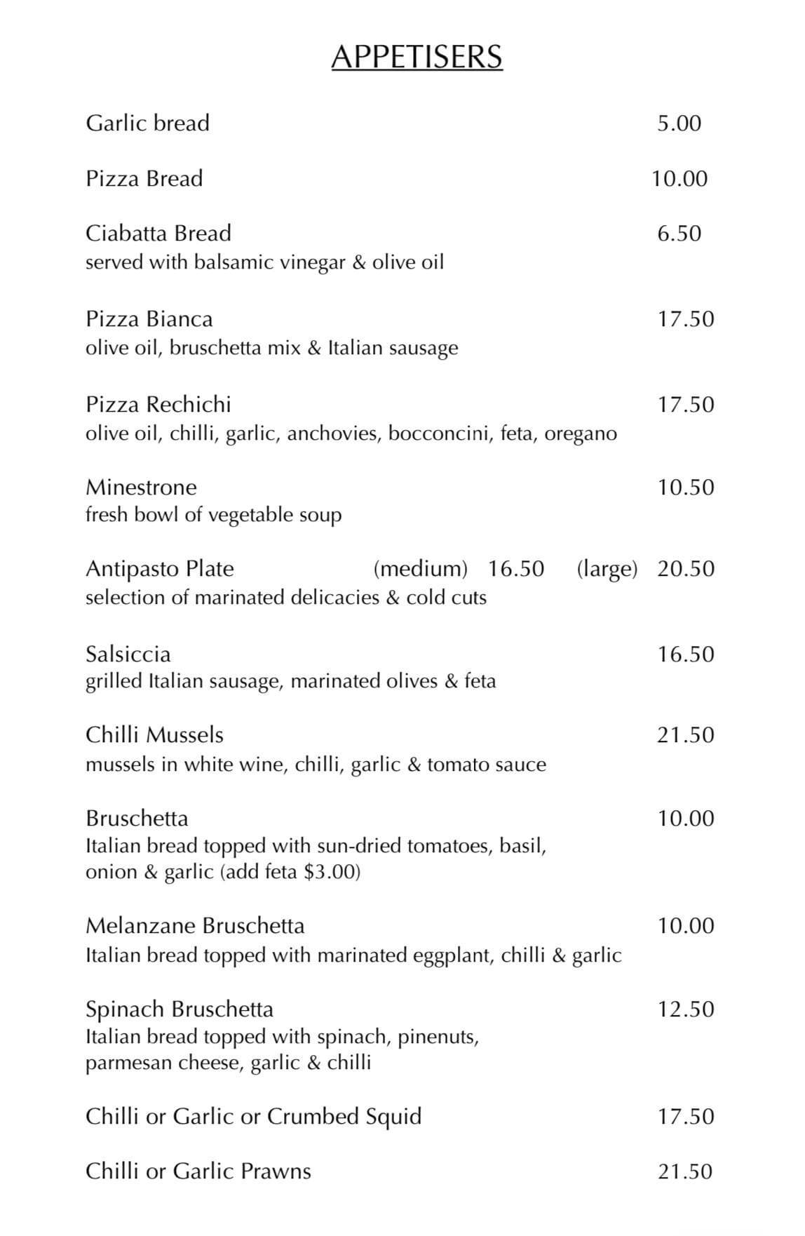 Menu at Cafe Bella Rosa, Carlisle
