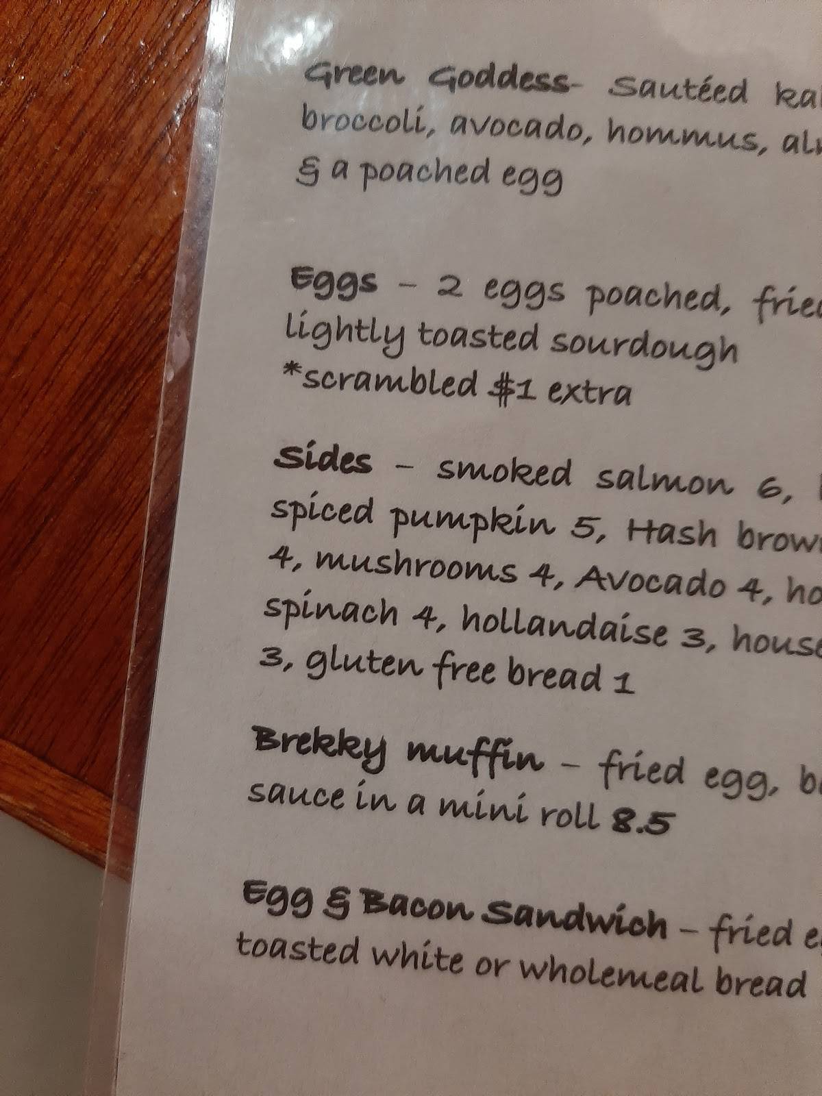 Menu at Cafe Brood, Upper Ferntree Gully