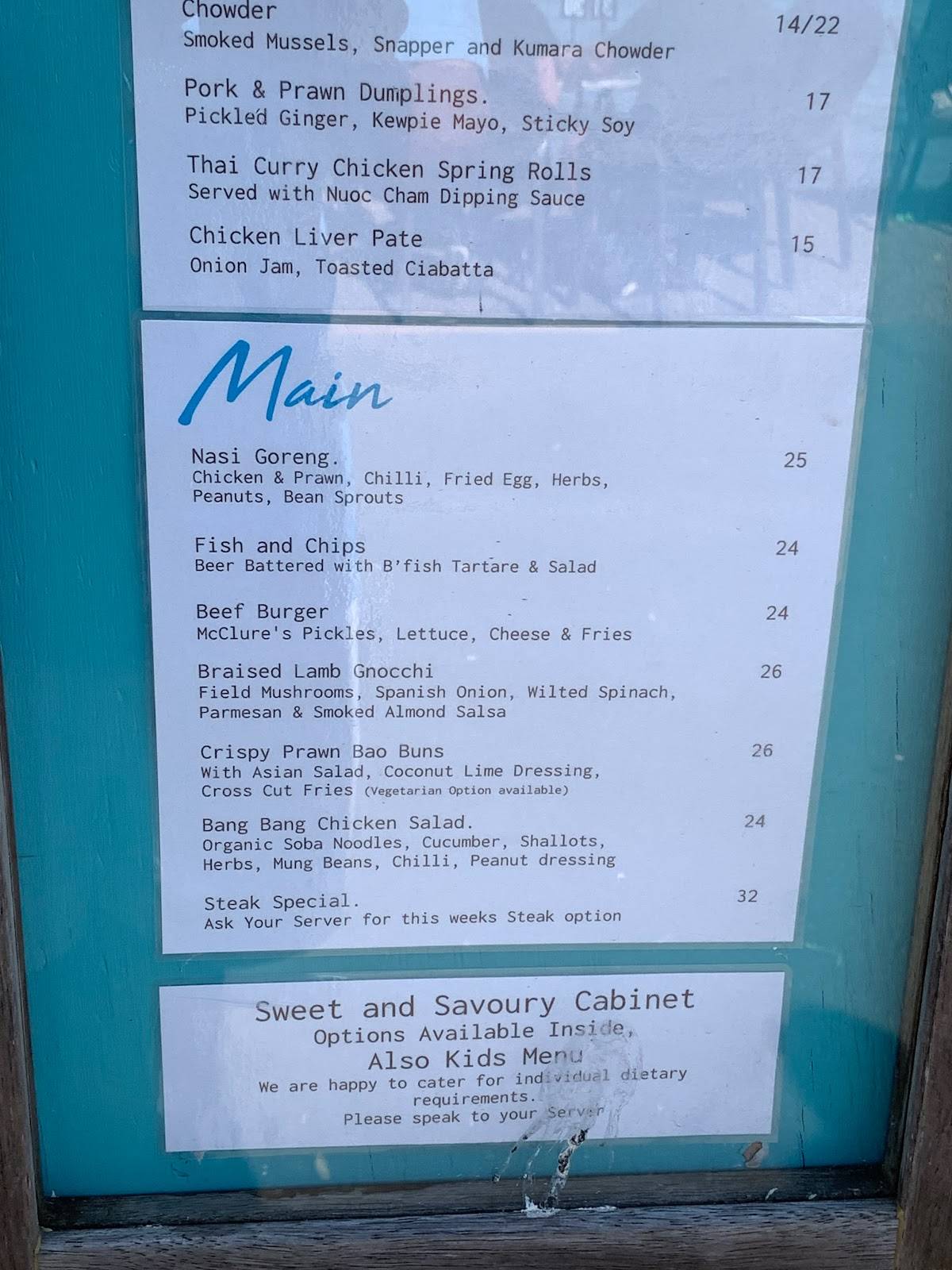Menu at Butterfish Restaurant And Cafe, Russell