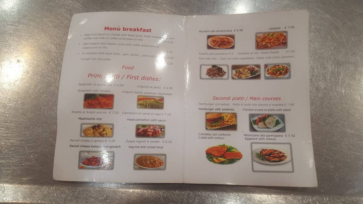 Menu at Calor Cafe, Rome