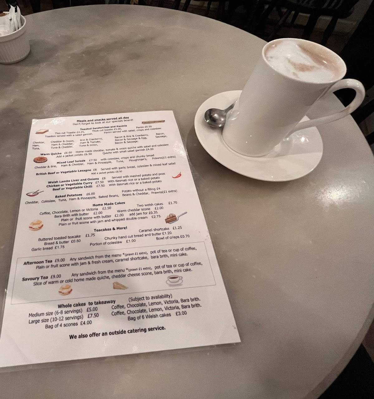 Menu at Courtyard Coffee Shop cafe, Llangollen, Castle St