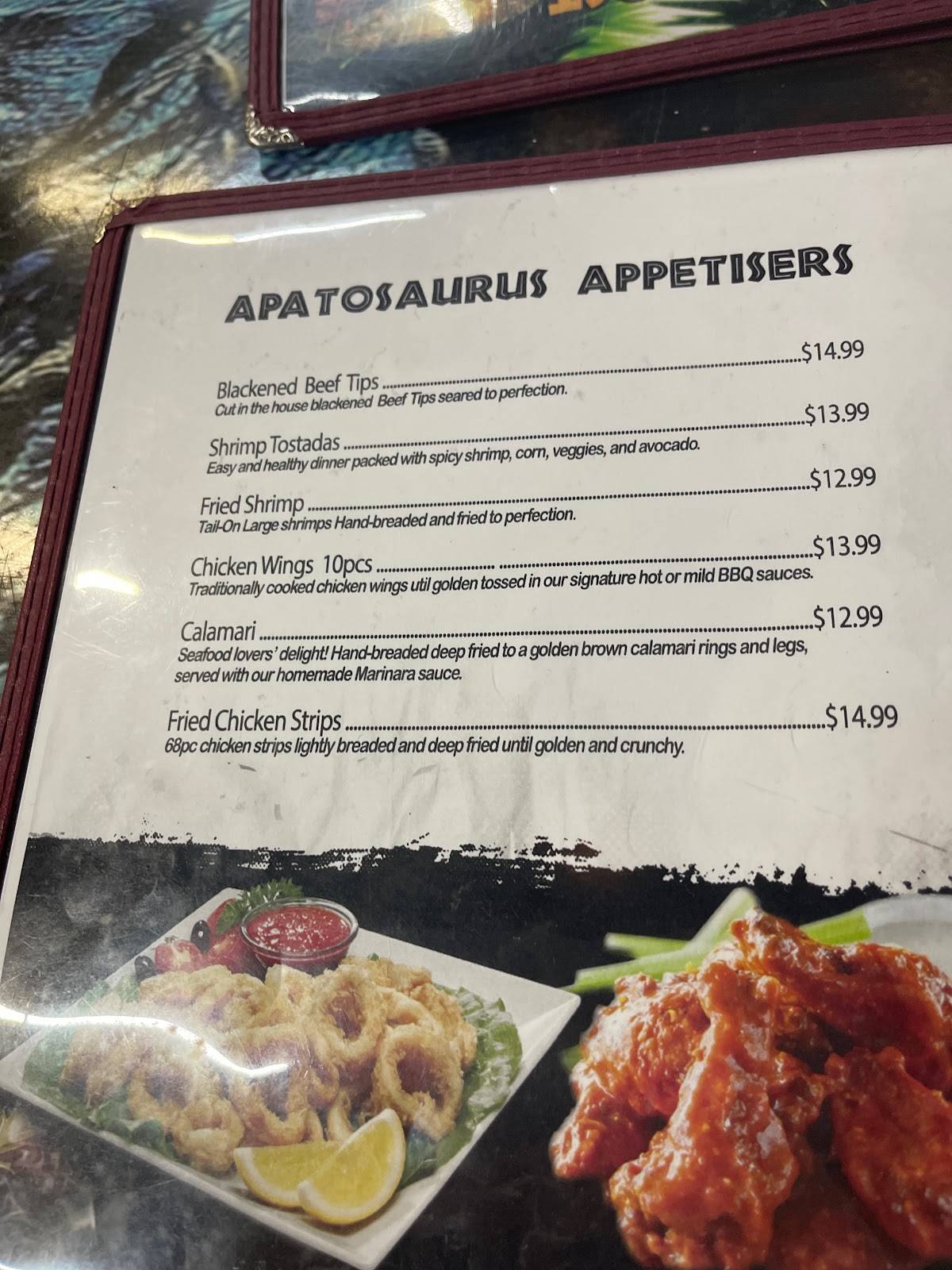 Menu at DinoLand Cafe, Myrtle Beach