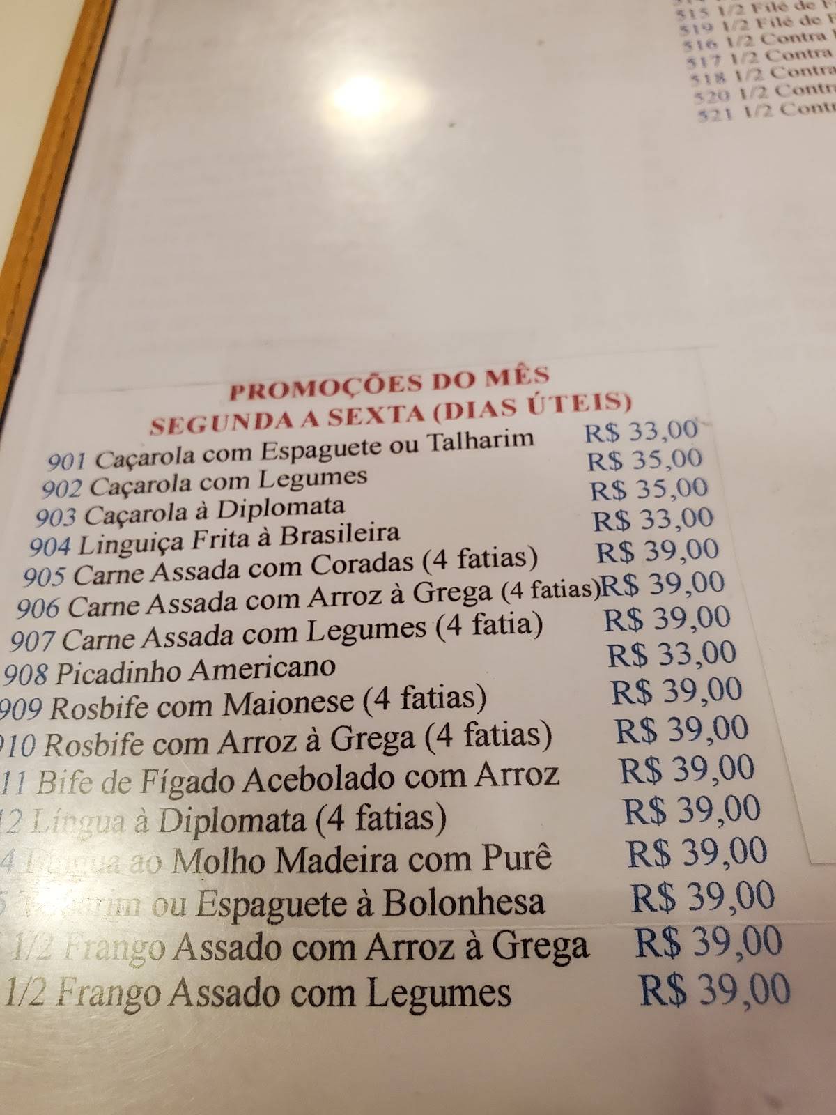 Menu em Café Lamas, Rio de Janeiro, R Marquês de Abrantes 18