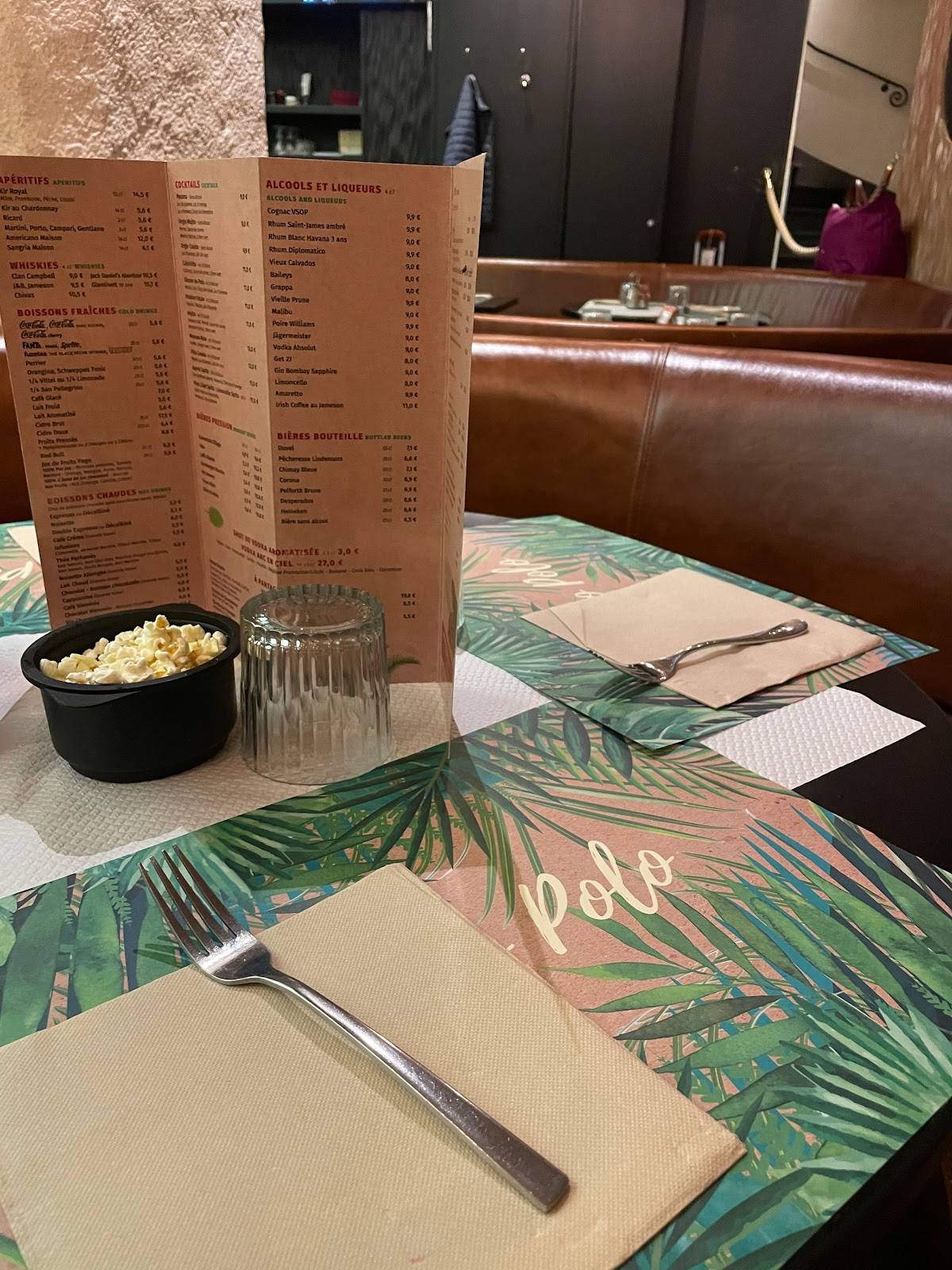 Menu au Café Marco Polo, Paris, 121 Rue Saint-Lazare