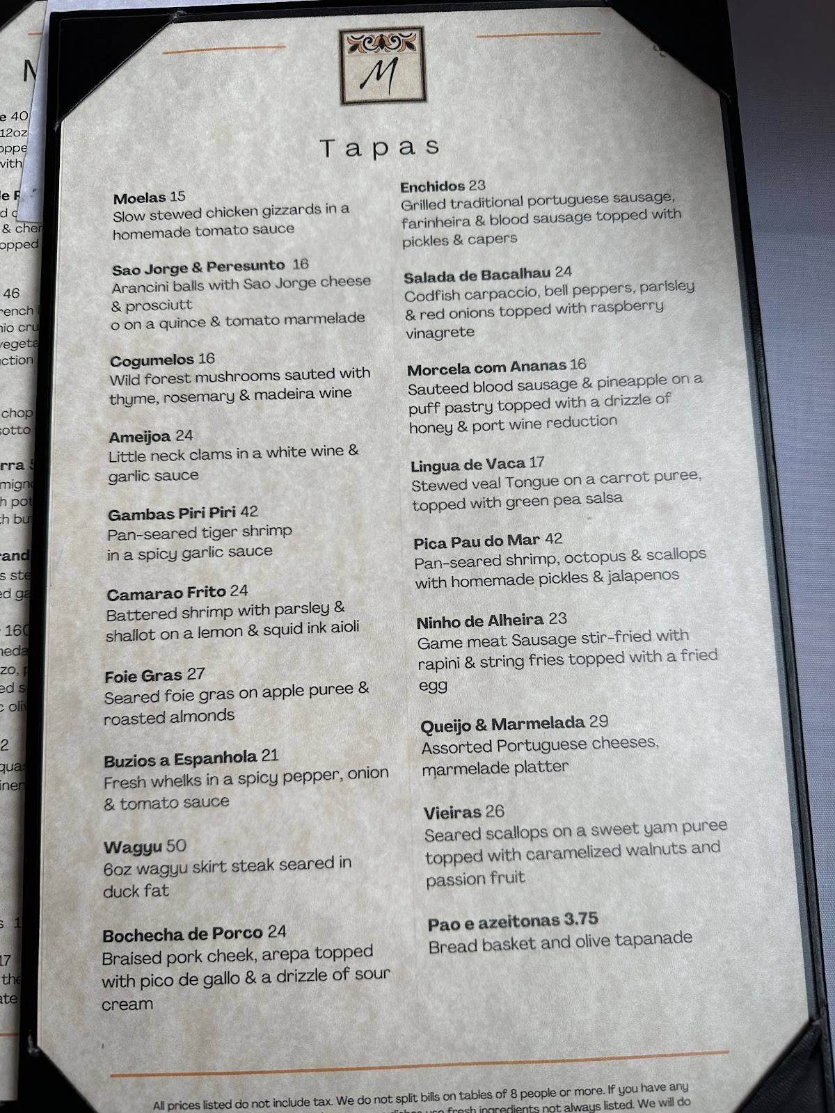 Menu at Mercado Restaurant, Toronto