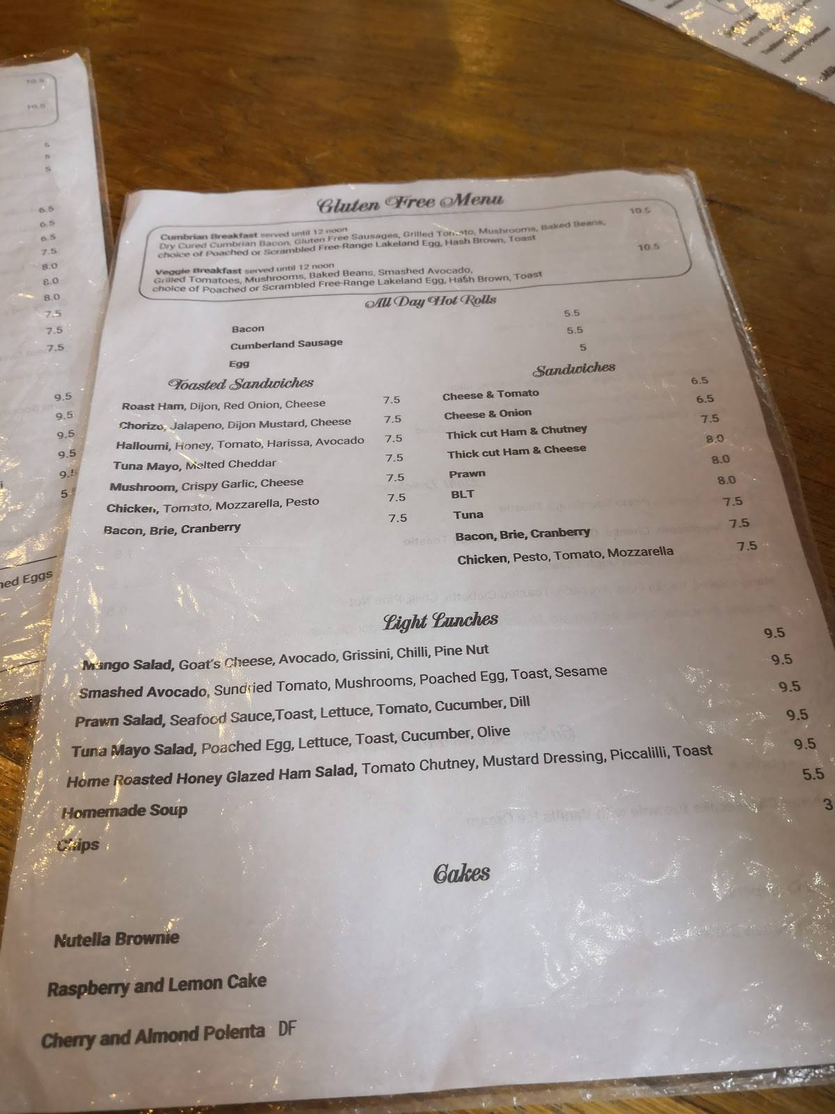 Menu at Number 44 cafe, Kirkby Lonsdale