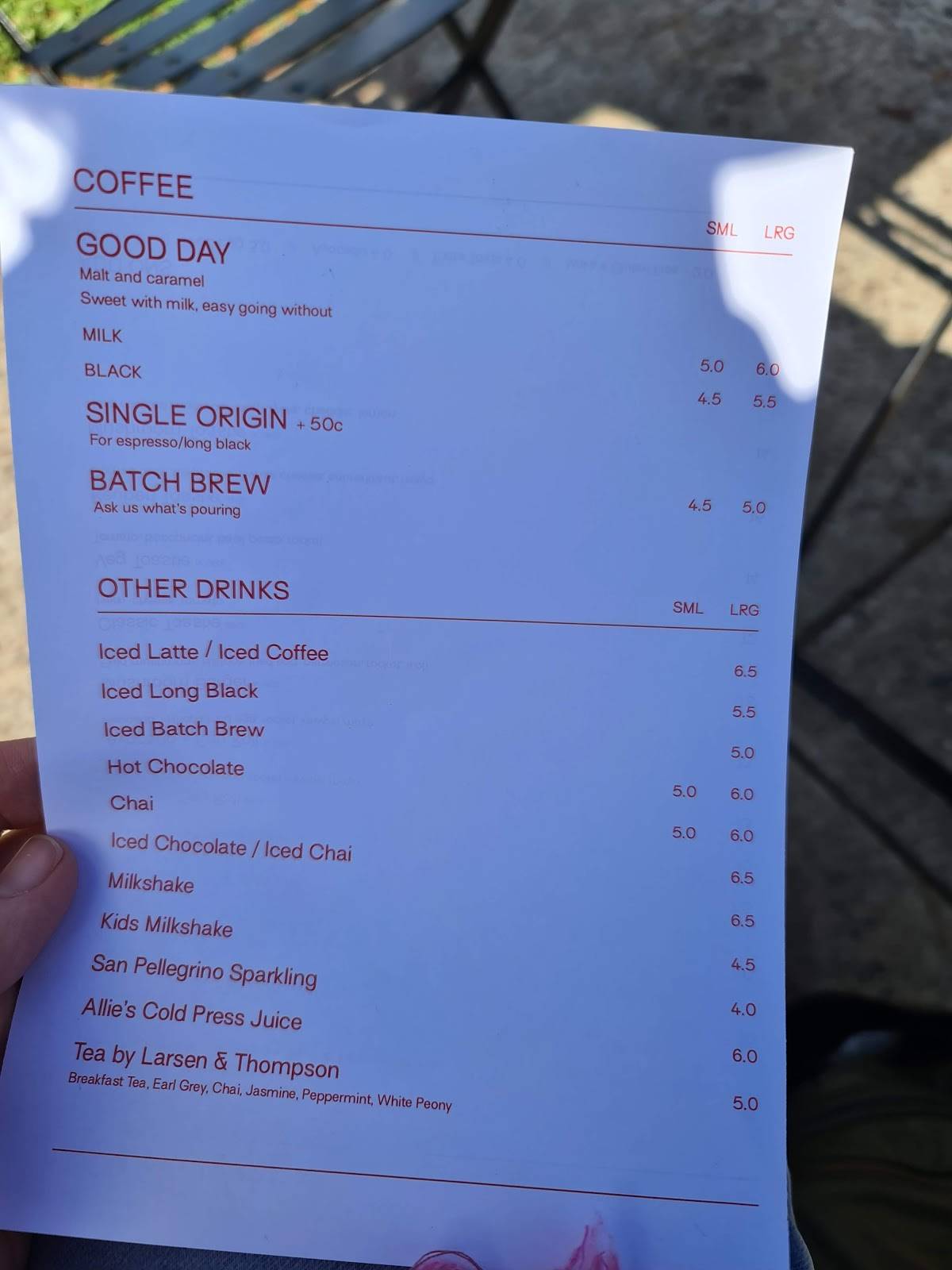 Menu at Redbrick Coffee Curtin cafe, Curtin