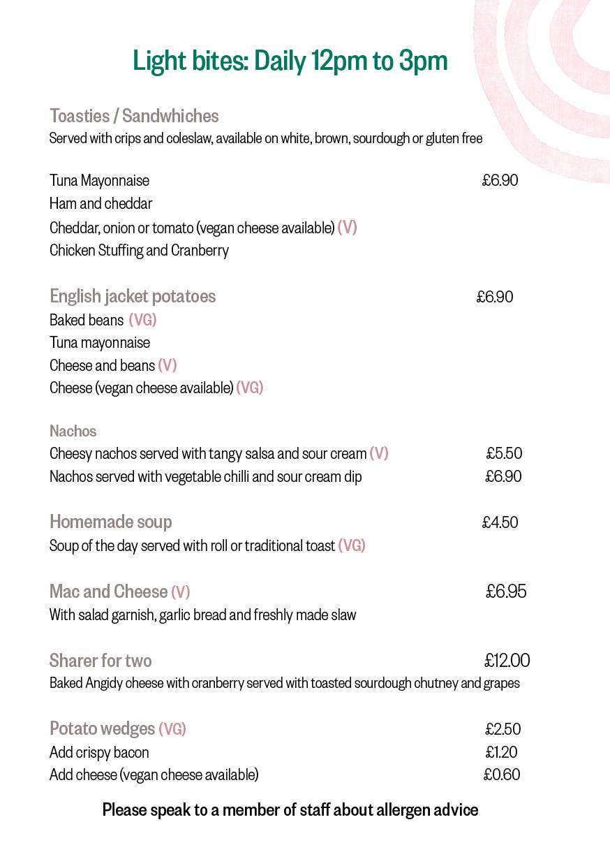 Menu at Taurus Crafts restaurant, Lydney