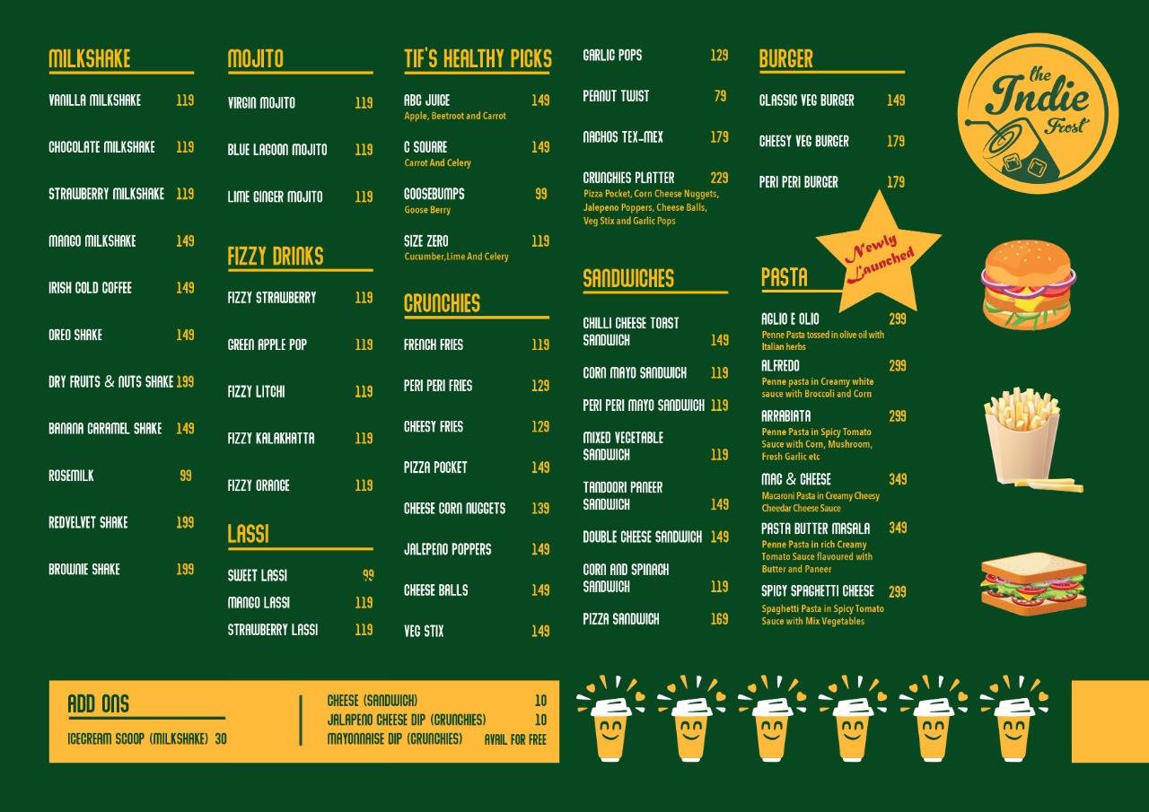 Menu at The Indie Frost, Chennai, 35