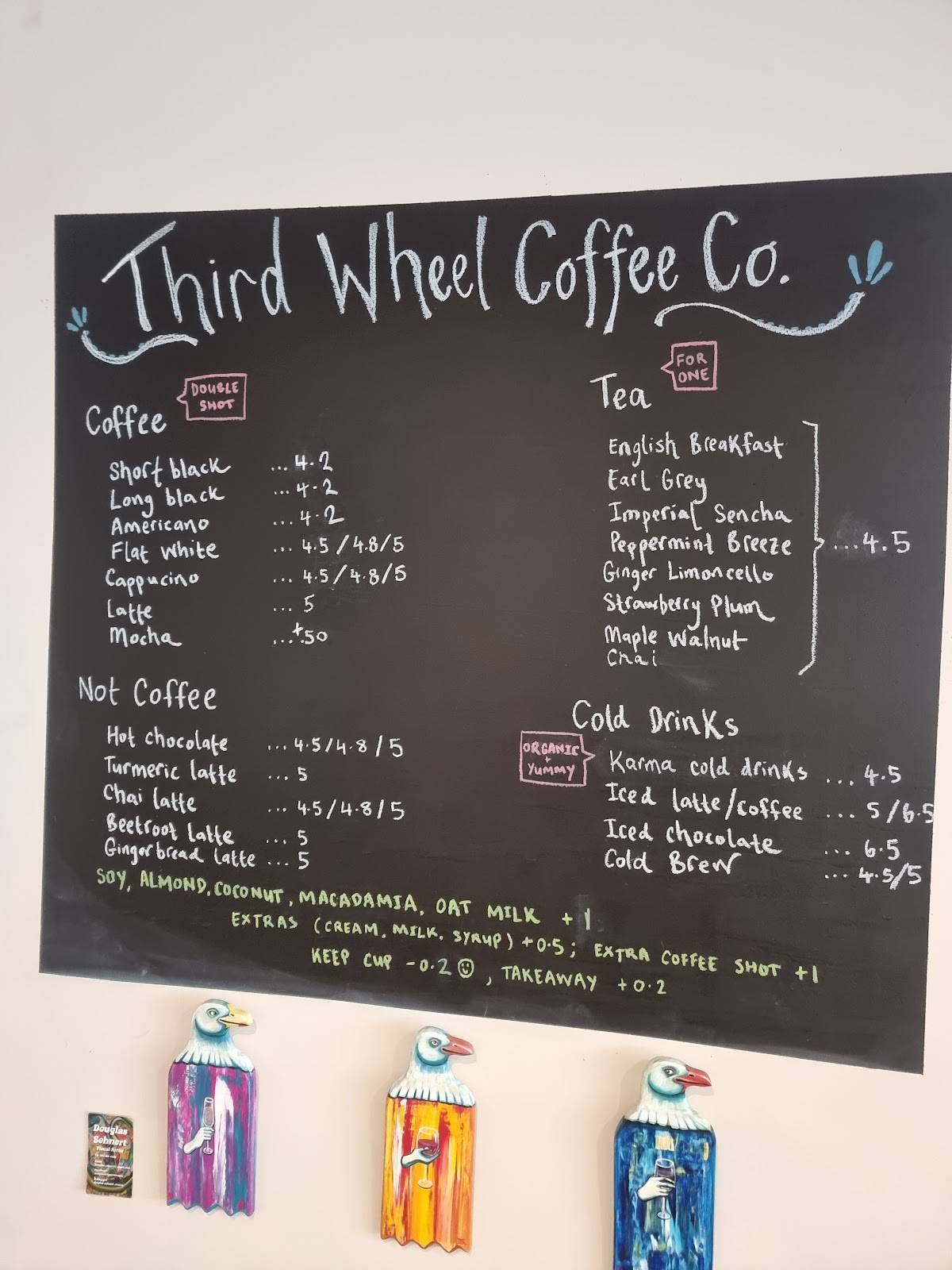 Menu at Third Wheel Coffee Co. cafe, Paihia