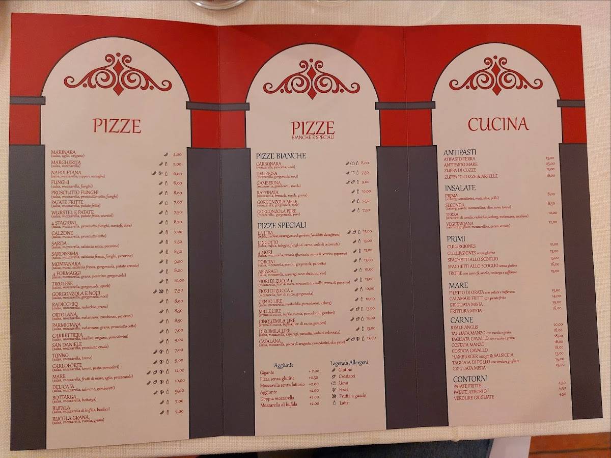 Menu da La Lira - Pizzeria Bisteccheria, Cagliari