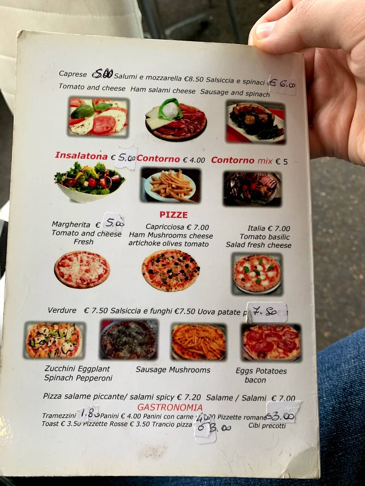 Menu at Calor Cafe, Rome