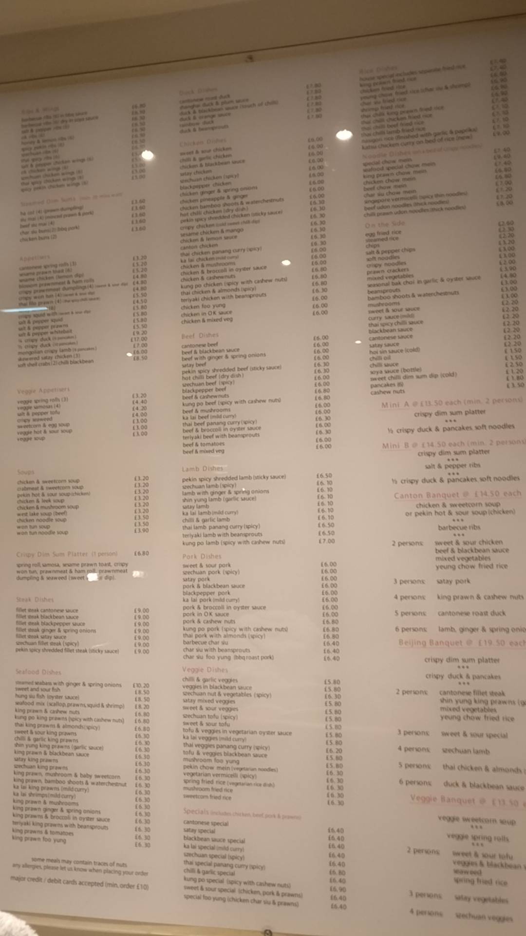 Menu at Canton fast food, Knutsford, Knutsford Service Station