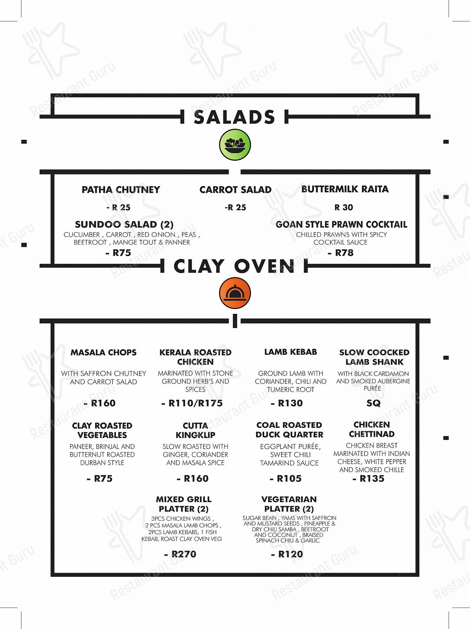 Menu at Sundoo Sea Point restaurant, Cape Town, 77 Regent Rd