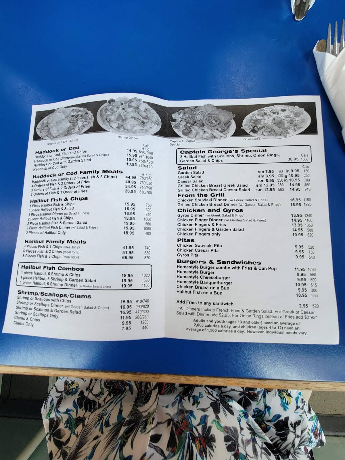Menu at Captain George Fish & Chips restaurant, Port Perry