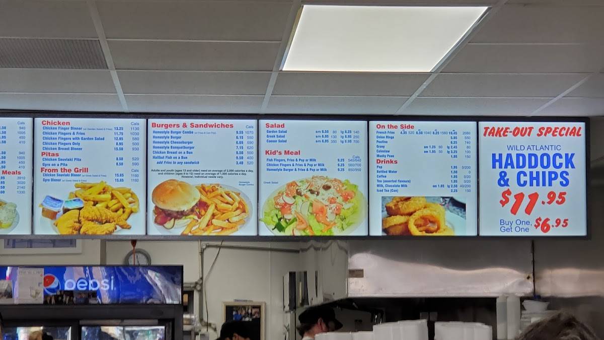 Menu at Captain George Fish & Chips restaurant, Port Perry