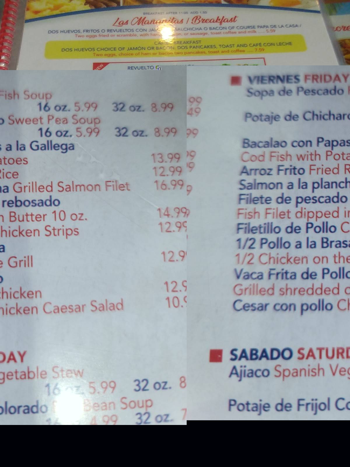 Menu at Caribe Cafe Restaurant, Miami, NW 7th St