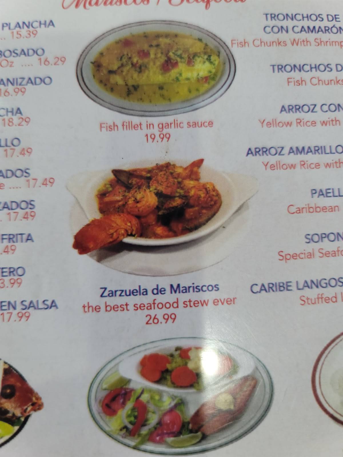 Menu at Caribe Cafe Restaurant, Miami, NW 7th St
