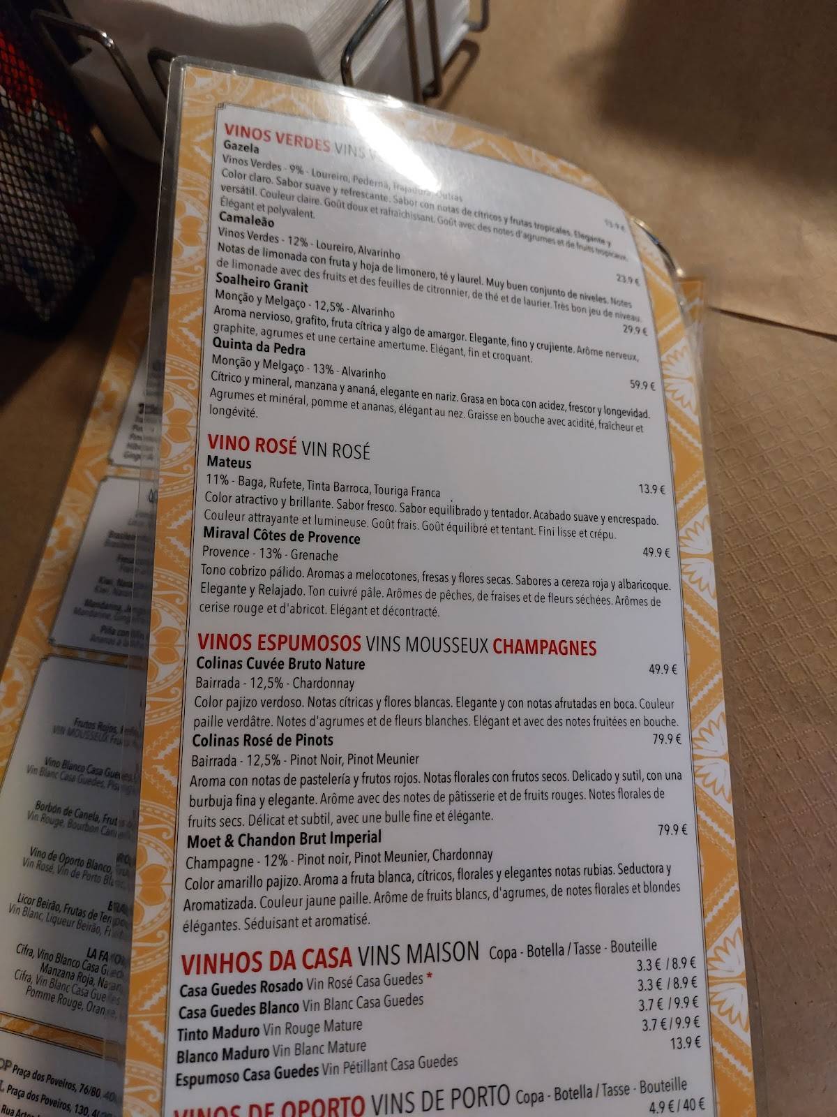 Menu em Casa Guedes Rooftop restaurante, Porto, Praça dos Poveiros 76 80
