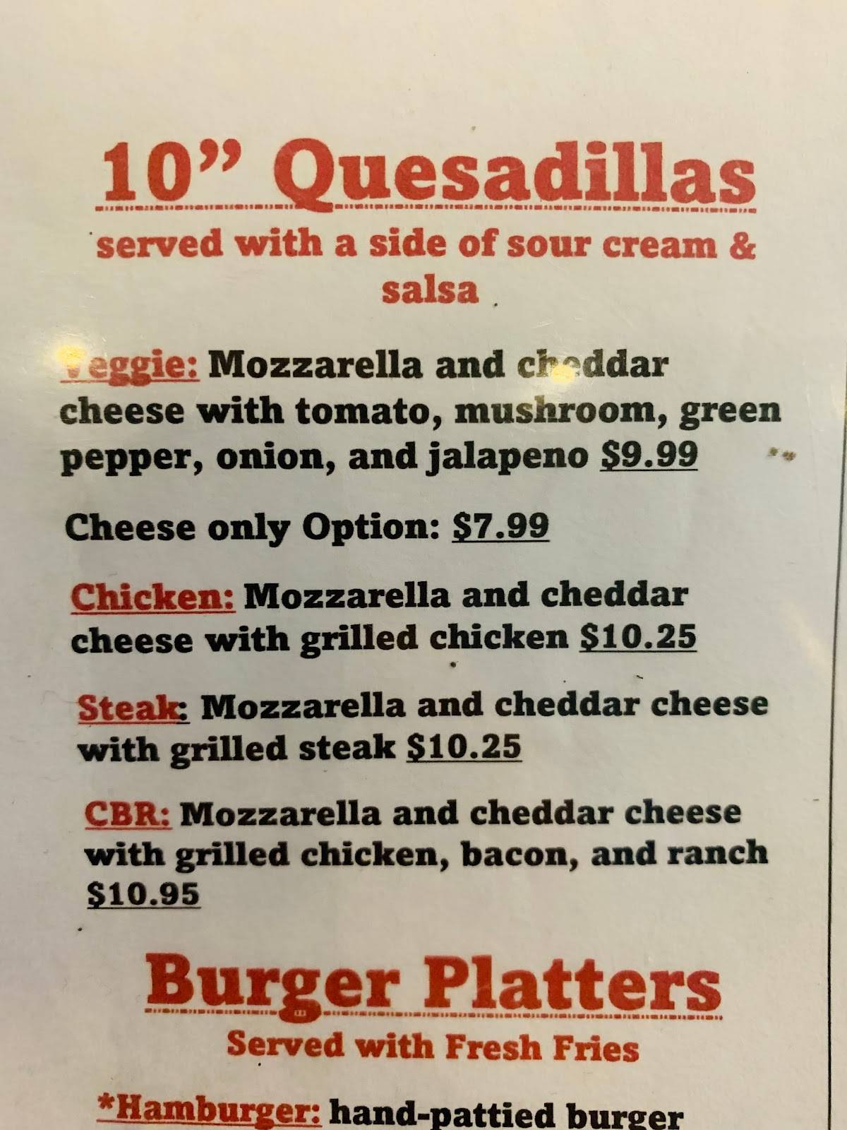 Menu at Casey's Restaurant & Lounge, Oil City