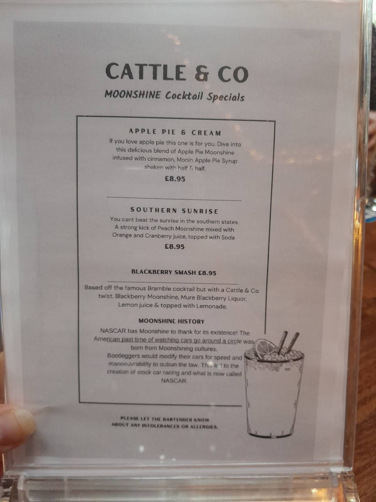 Menu at Cattle & Co Llanelli restaurant, Llanelli