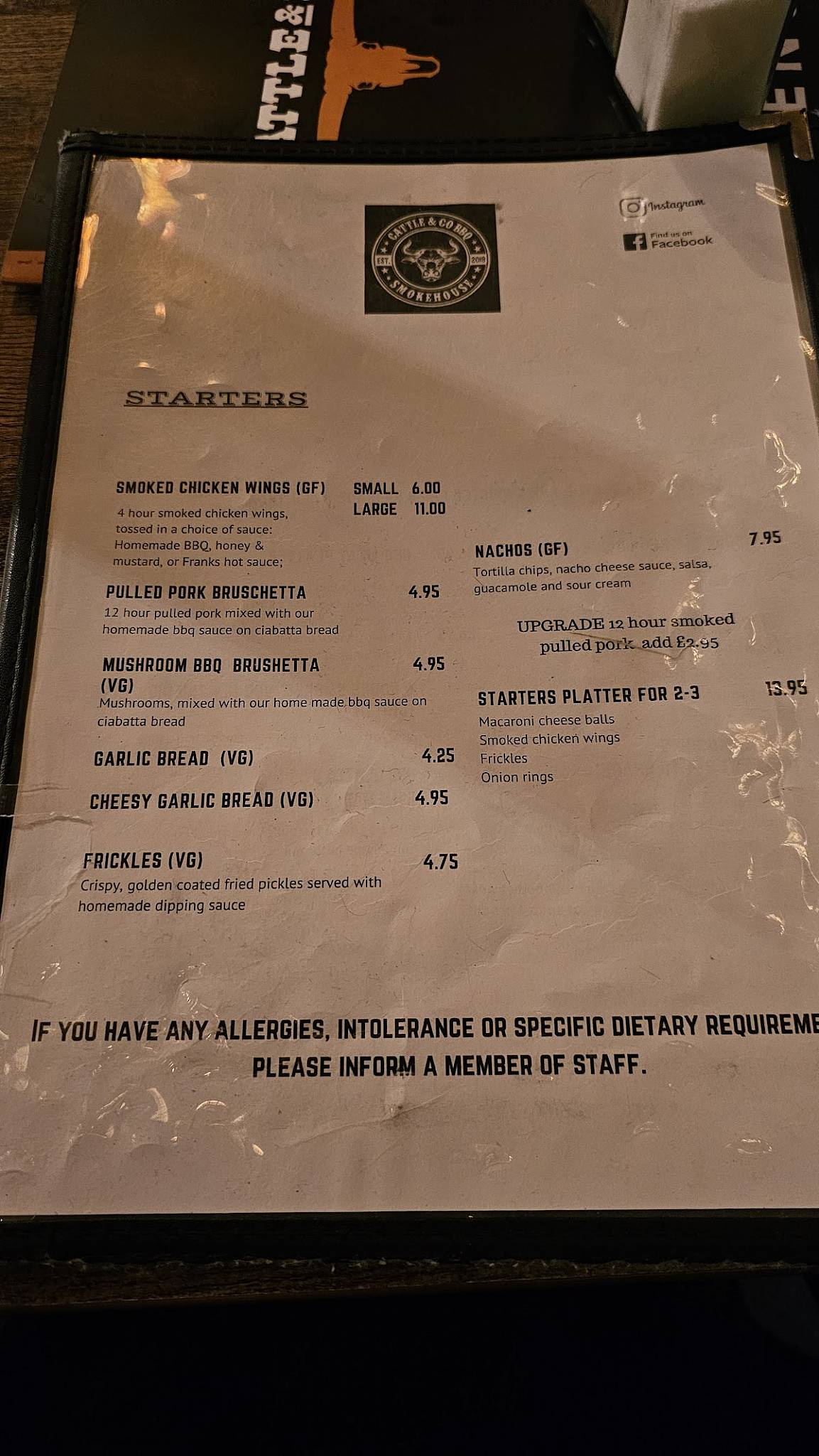 Menu at Cattle & Co Llanelli restaurant, Llanelli