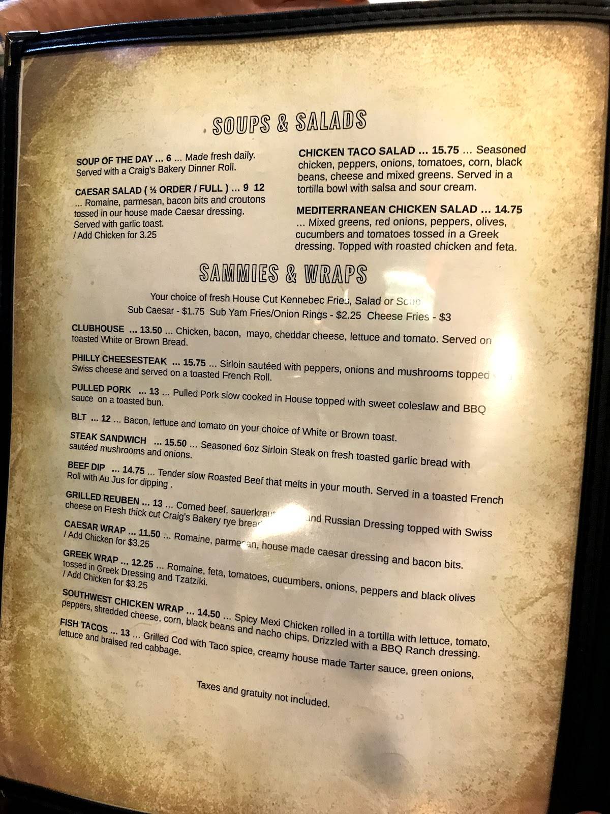 Menu at Central Station Pub, Kamloops