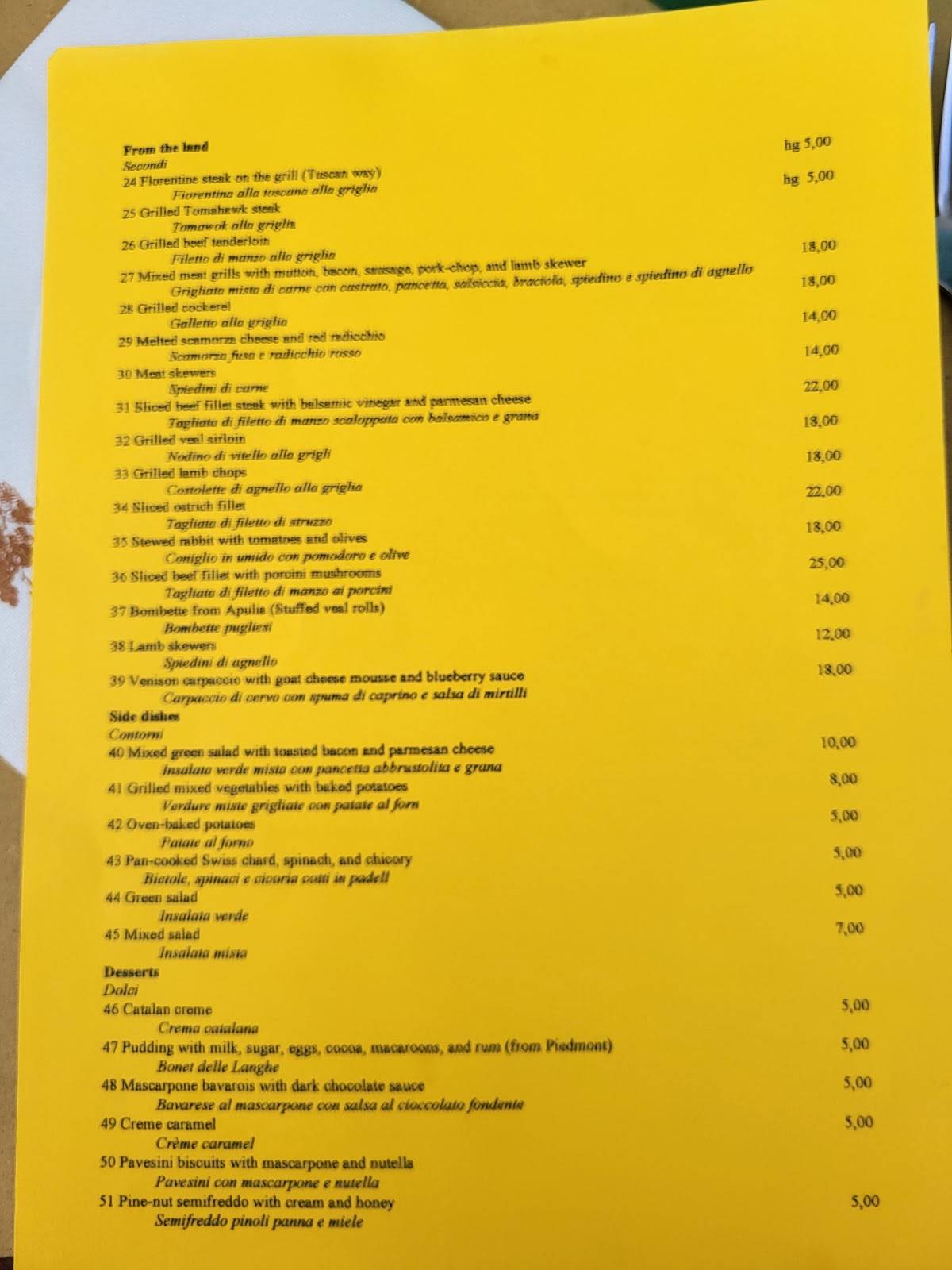 Menu da Osteria Del Grillo ristorante, Cesenatico