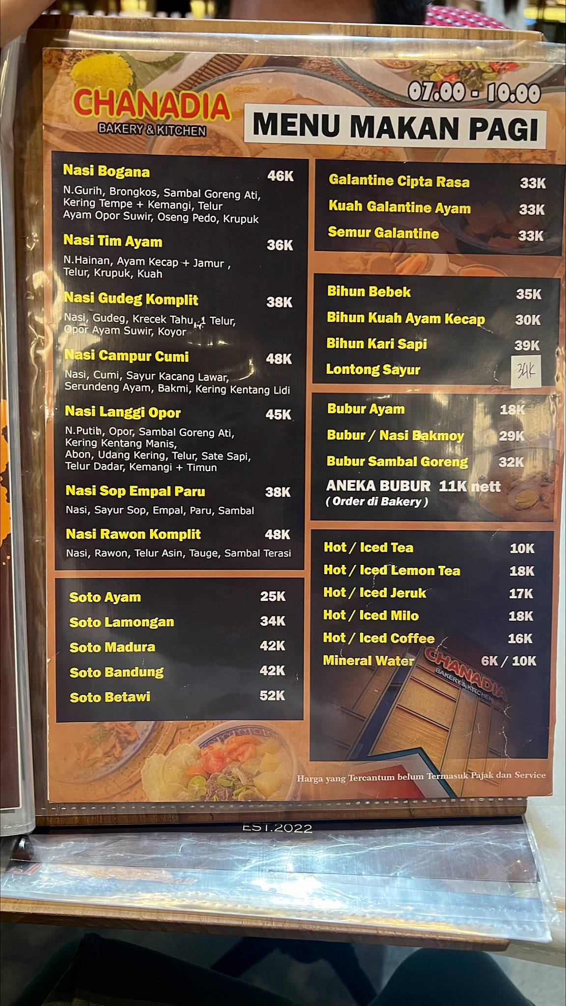 Menu at Chanadia Bakery & Kitchen, Semarang