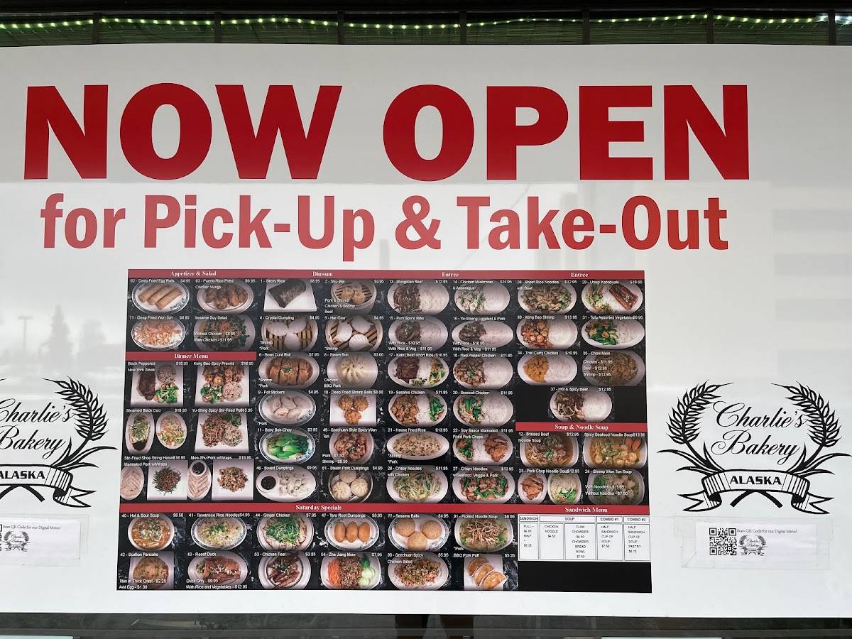 Menu at Charlie's Bakery & Chinese Restaurant, Anchorage