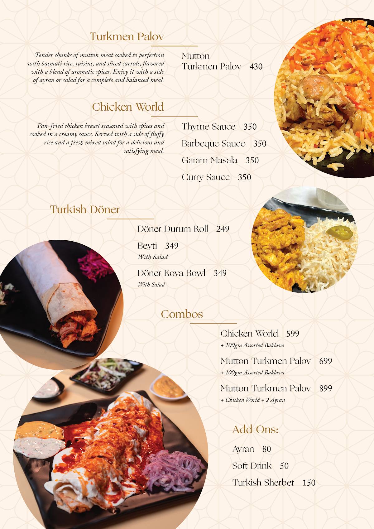 Menu at Ottoman's Doner Kebab, Chennai